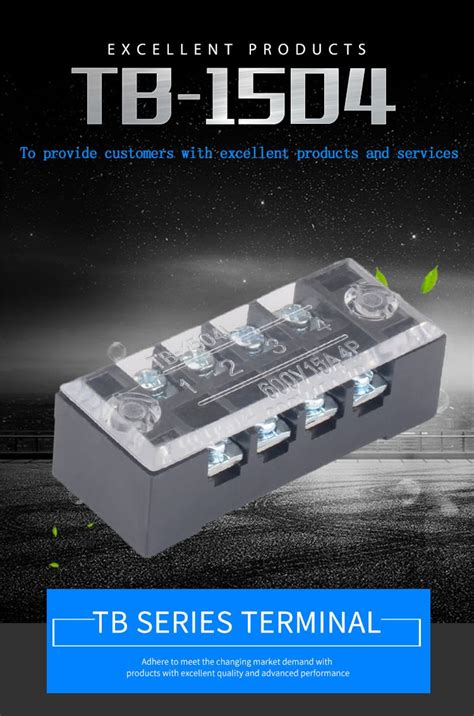 TB 1504 TB Series 15Amp 4 Poles Barrier Strip Terminal Block Tai Ding Electric