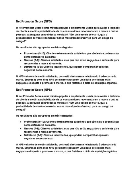 Net Promoter Score Nps Pdf