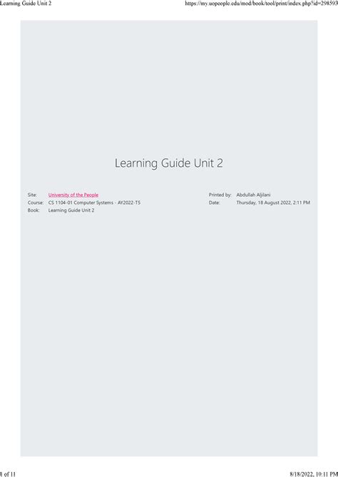 Cs 1104 Computer Systems Learning Guide Unit 2 Learning Guide Unit 2
