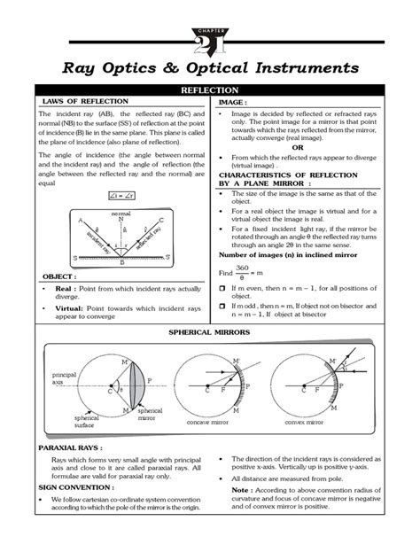 Ray Optics Optical Instruments Pdf Mirror Reflection Physics
