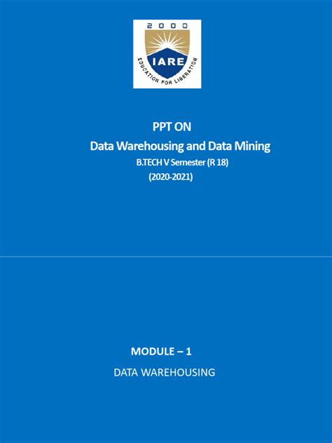 It Dwdm Unit I New Ppt Pdf Data Warehouse Databases