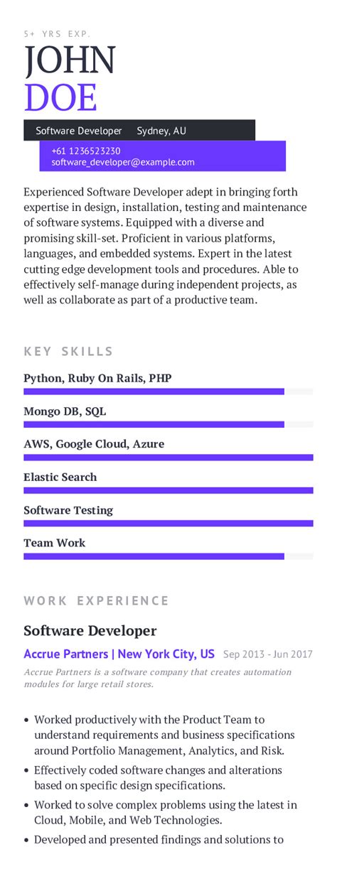 Software Developer Resume Example With Pre Filled Content Craftmycv