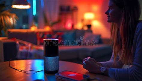 Person Using A Smart Home Assistant Stock Illustration Illustration