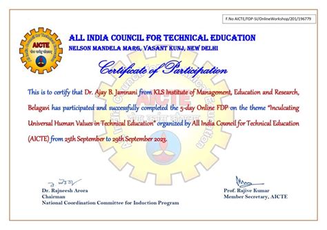 learn grow excel aicte fdp humanvalues continuouslearning gratitude klsimer dr ajay
