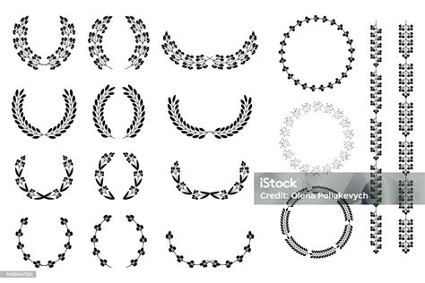 화환이있는 빈티지 로얄 세트 수상 트로피 세트 꽃 가지 평화의 상징 당첨자 증명서 벡터 일러스트레이션 스톡 이미지 국경에 대한 스톡 벡터 아트 및 기타 이미지 Istock
