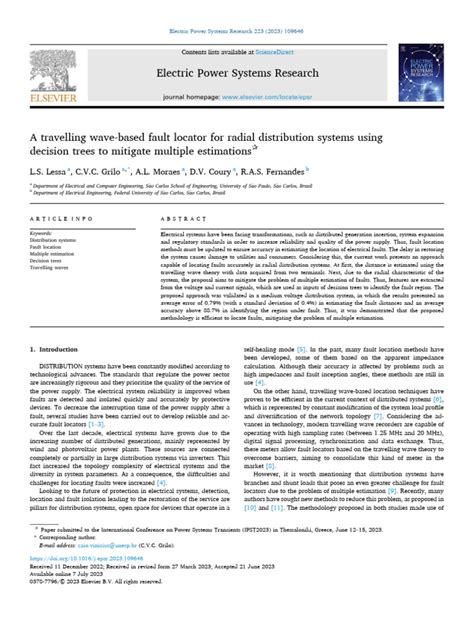 A Travelling Wave Based Fault Locator For Radial Distribution Systems Using Decision Trees Pdf