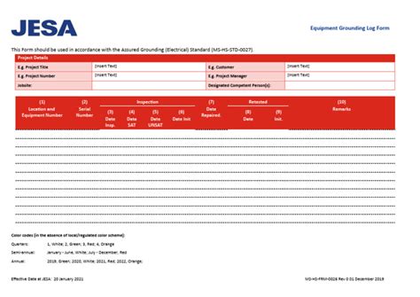 Ms Hs Frm 0026 Equipment Grounding Log Form Pdf