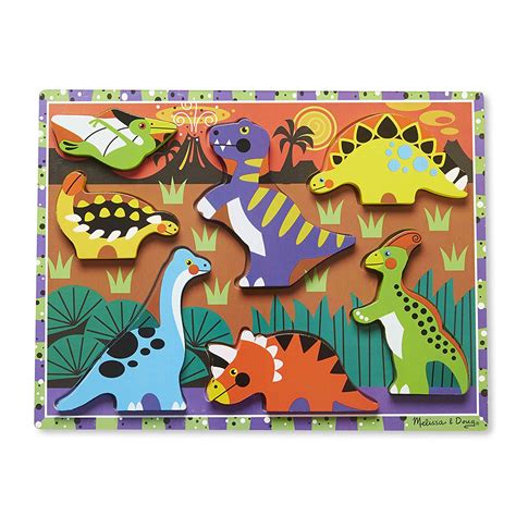Melissa And Doug Dinosaur Wooden Chunky Jigsaw Puzzle 7 Pieces Wordunited
