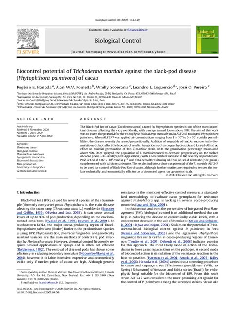 Pdf Biocontrol Potential Of Trichoderma Martiale Against The Black