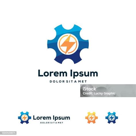 전기 기어 로고 디자인 컨셉 벡터 플래시 기어 테크 로고 템플릿 기어 기계 부분에 대한 스톡 벡터 아트 및 기타 이미지 기어