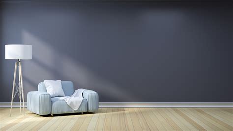 미니멀 한 인테리어 디자인 어두운 회색 벽과 나무 바닥에 램프 밝은 회색 소파 3d 렌더링 0명에 대한 스톡 벡터 아트 및 기타 이미지 Istock