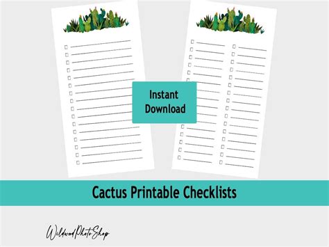 Cactus Printable Checklist Basic Checklists Printable Checklist Travel Checklist Make Your