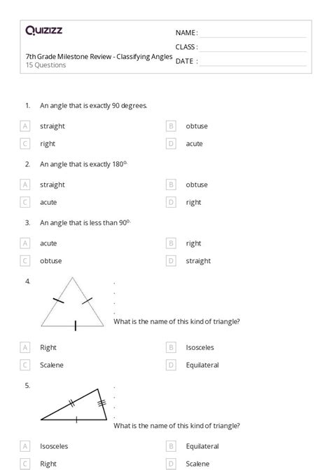 50 Classifying Angles Worksheets For 7th Grade On Quizizz Free