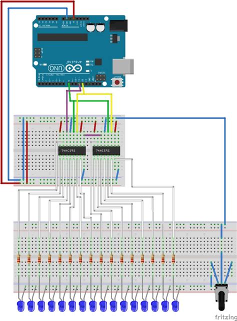使用两个74hc595移位寄存器的arduino 16 Led 电子发烧友网