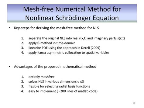 Ppt A Mesh Free Numerical Method For Three Dimensional Nonlinear Schrödinger Equation
