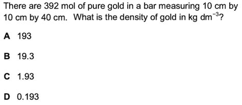Density Calculation AS Past Paper Question Analysis