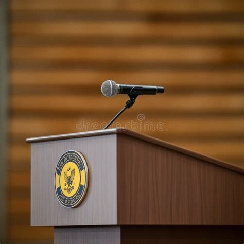 Microphone And Podium For Speech Or Press Conference Vector
