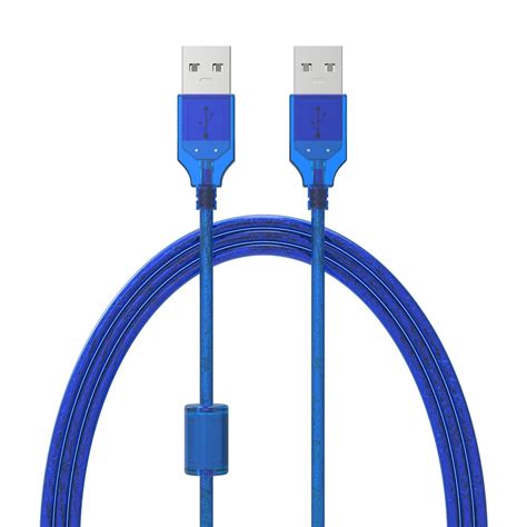 New USB Extension Cable Male To Male USB Adapter Transparent Blue Anti Interference Dual