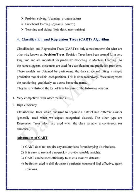 Types Of Machine Learnig Algorithms Cart Id3 Docx