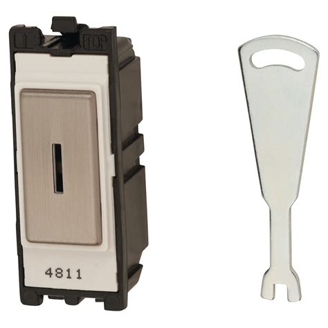 Contactum 20AX 2 Way Double Pole Key Grid Switch Brushed Steel With W 363349 UK Shelving LTD
