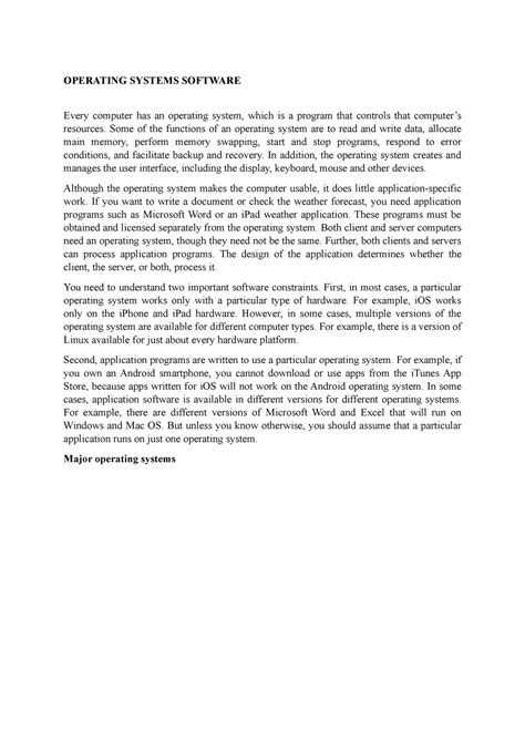 Operating Systems And Application Software Operating Systems Software Every Computer Has An