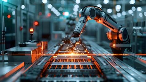 Premium Photo Modern Automated Robotic Arm In Smart Factory Using