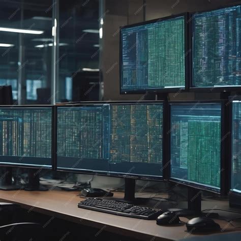 Premium Ai Image Computer Monitors Showing Source Code In Empty It