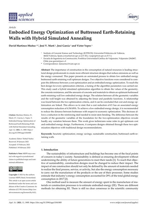 Pdf Embodied Energy Optimization Of Buttressed Earth Retaining Walls With Hybrid Simulated
