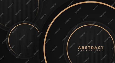 Premium Vector Abstract 3d Background Circle Golden Dark Black Papercut Layer With Copy Space