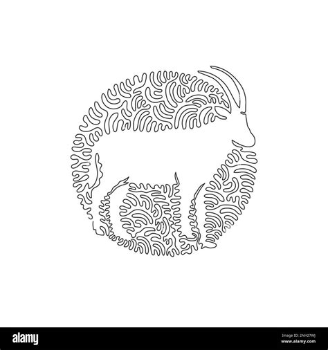 Continuous Curve One Line Drawing Of Cute Antelope Abstract Art In Circle Single Line Editable