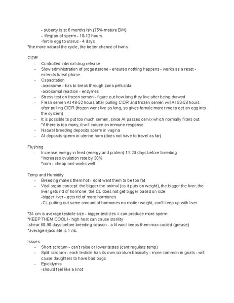 Midterm Exam Review Part Puberty Is At Months Ish Mature BW Lifespan Of Sperm