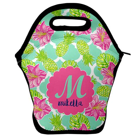 Custom Preppy Hibiscus Lunch Bag W Name And Initial Youcustomizeit