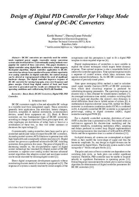 pdf design of digital pid controller for voltage mode control of dc