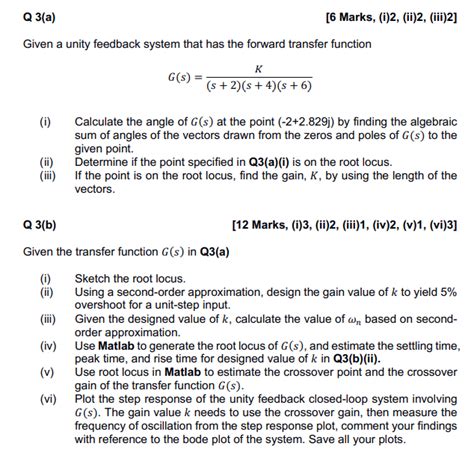 Solved Q 3 A 6 Marks I Ii 2 Iii 2 Given A Unity Chegg Com