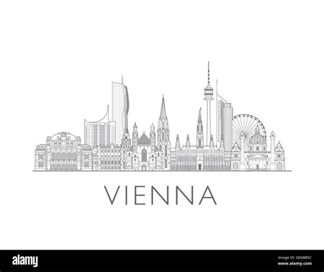 Vienna Skyline Austria Urban Cityscape With Landmarks And Monuments