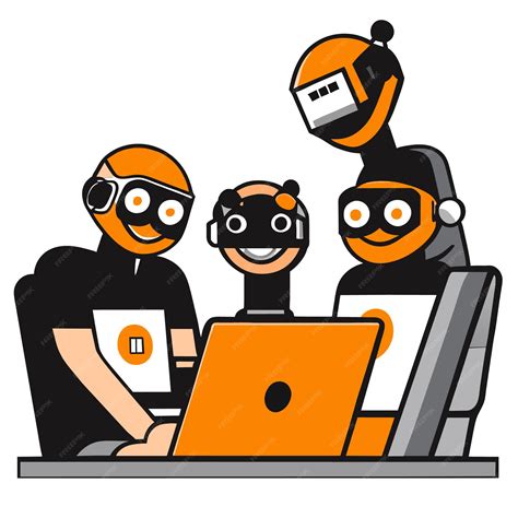Premium Vector Robojesters Ai Programmers Find Joy Amidst Virtual Creations