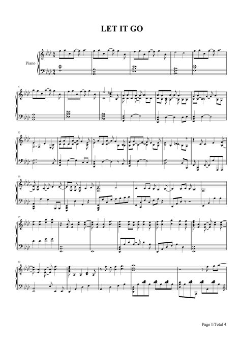 Let It Go 完整版钢琴谱 Demi Lovato 降a调 流行钢琴谱五线谱独奏谱 钢琴谱 钢琴五线谱 钢琴简谱 钢琴弹唱谱 钢琴声乐