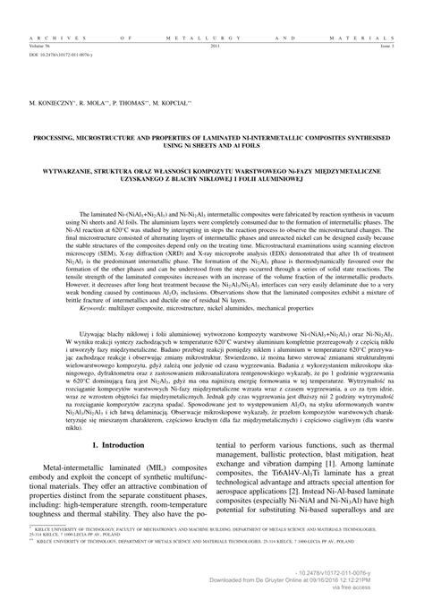 Pdf Processing Microstructure And Properties Of Laminated Ni Intermetallic Composites