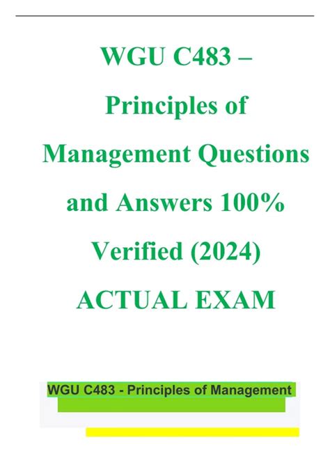 wgu c483 principles of management questions and answers 100 verified