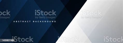 파란색과 흰색 기하학적 모양의 현대적인 추상적 인 와이드 배너 진한 파란색과 흰색 추상 배경 배경 주제에 대한 스톡 벡터 아트 및 기타 이미지 Istock