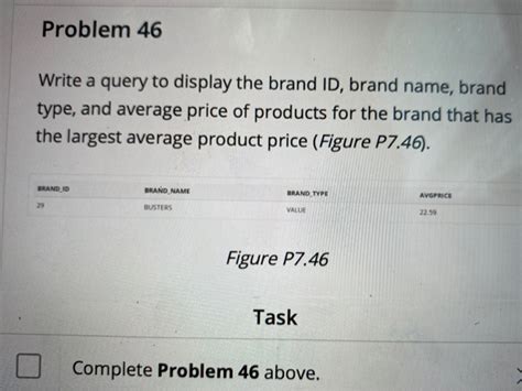 solved problem 46 write a query to display the brand id