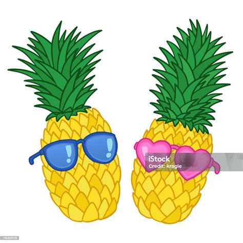 선글라스를 입은 파인애플은 흰색 배경에 고립 되어 있습니다 선글라스에 대한 스톡 벡터 아트 및 기타 이미지 선글라스