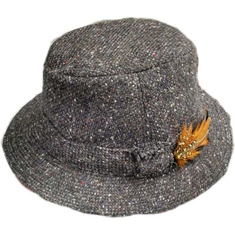 Mens Donegal Tweed Original Irish Walking Hat Charcoal Salt And Pepper