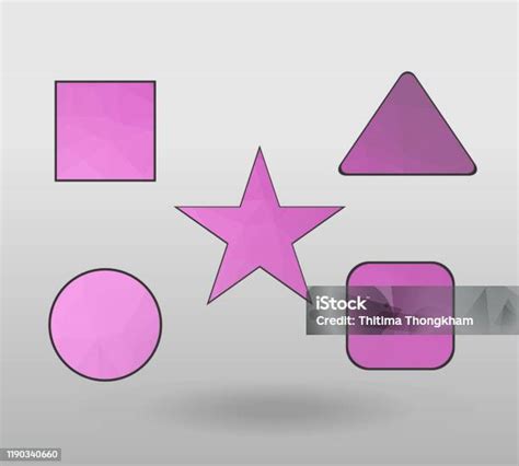 다각형 기하학적 수치 정사각형 원 사각형 별 삼각형 모양의 디자인 요소 집합입니다 흰색 배경에 현대 다각형 크리스탈 스타일의 다채로운 모양 0명에 대한 스톡 벡터 아트 및