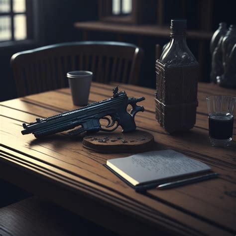 Premium Ai Image A Sci Fi Gun On Table And Bulets