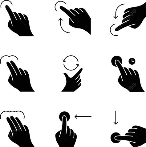 Touchscreen Gestures Glyph Icons Set User Gestures Illustration Vector User Gestures