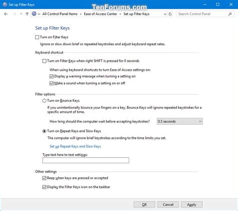 Backup And Restore Filter Keys Settings In Windows Tutorials