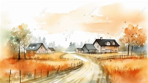가을 수채화 풍경 하우스 식물 보태니컬 배경 일러스트 및 사진 무료 다운로드 Pngtree