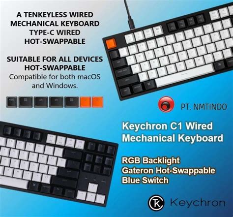Jual Keychron C1 Wired Hot Swappable Rgb Backlight Gateron Blue Switch