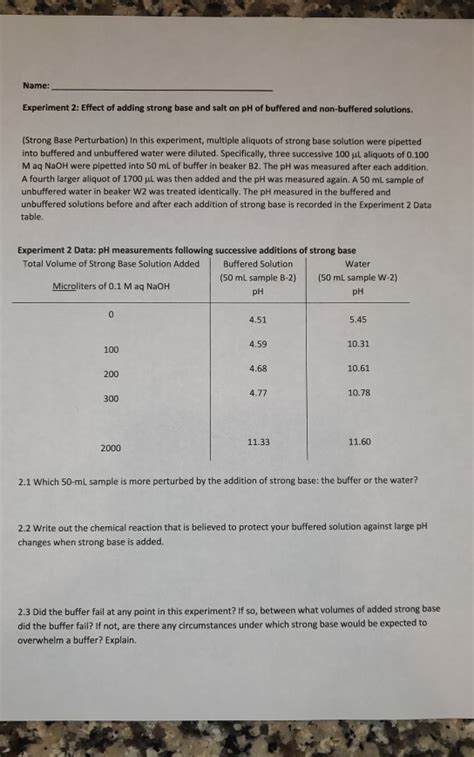 solved 2 1 which 50 ml sample is more perturbed by the